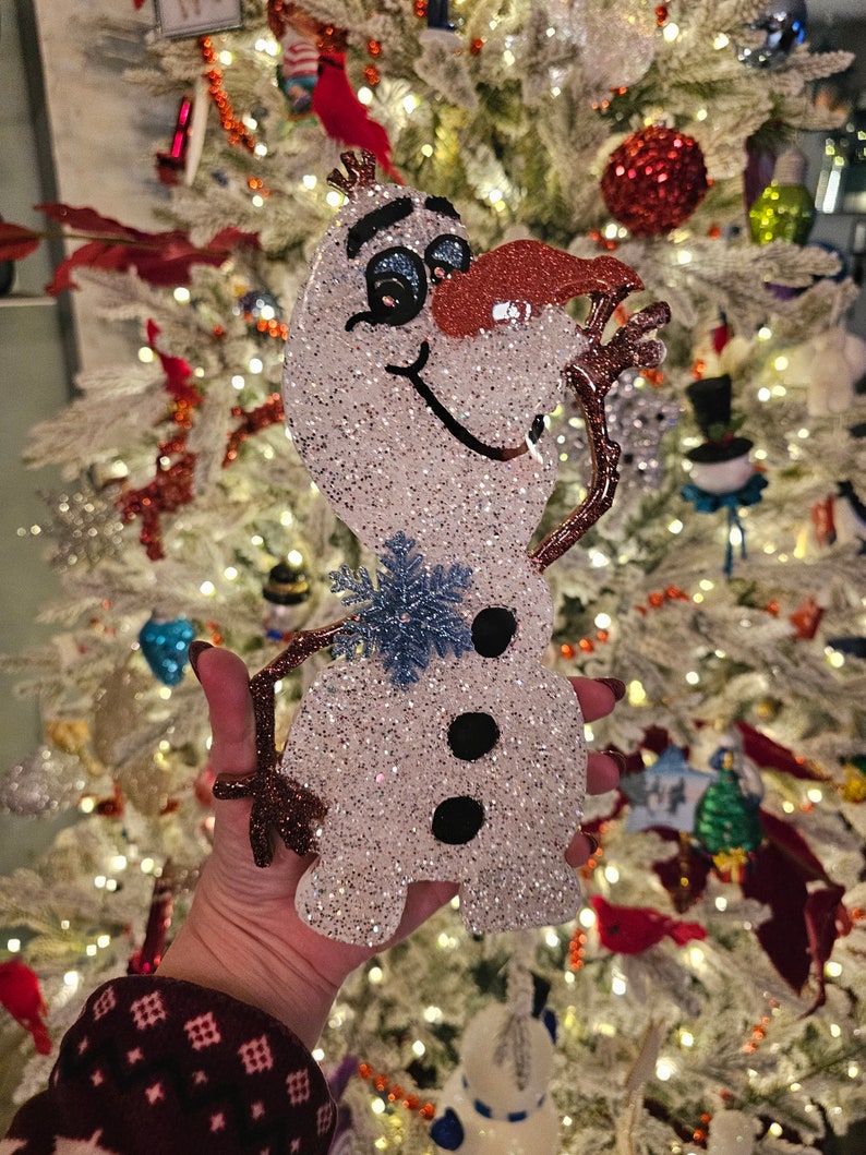Glittery Olaf Wall Art With Epoxy Resin Finish and Snowflakes and ...