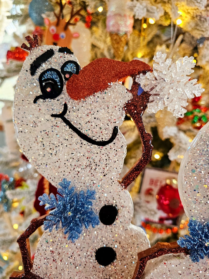 Glittery Olaf Wall Art With Epoxy Resin Finish and Snowflakes and ...
