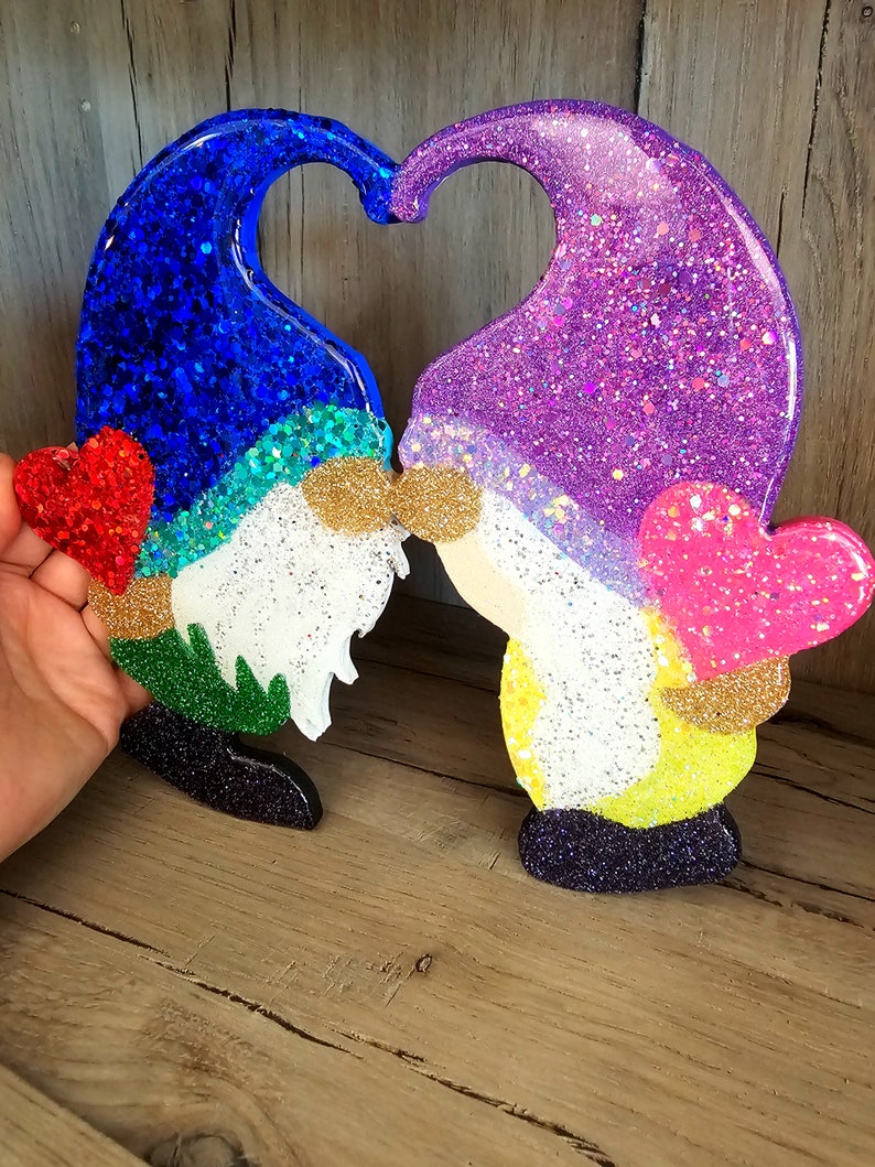 Kissing Knomes Glittery Wall Art With Epoxy Resin Finishing, Knome ...