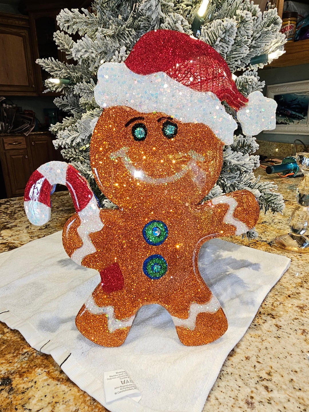 Sparkly Large Gingerbread Man With Epoxy Resin Finish, Gingerbread Wall ...
