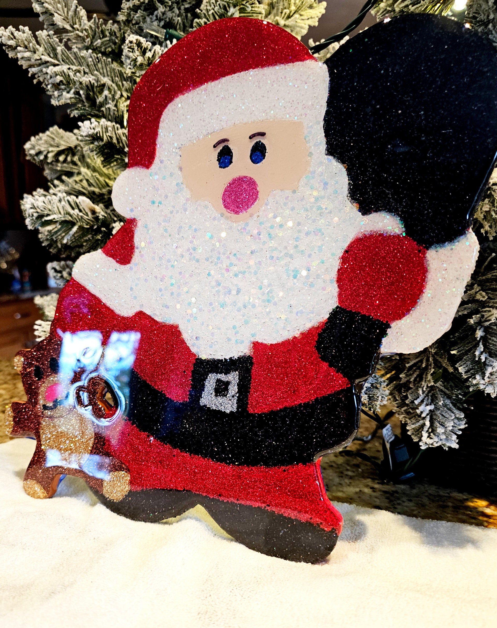 Sparkly Resin Santa With Epoxy Resin Finish, Santa Claus Decor, Santa ...