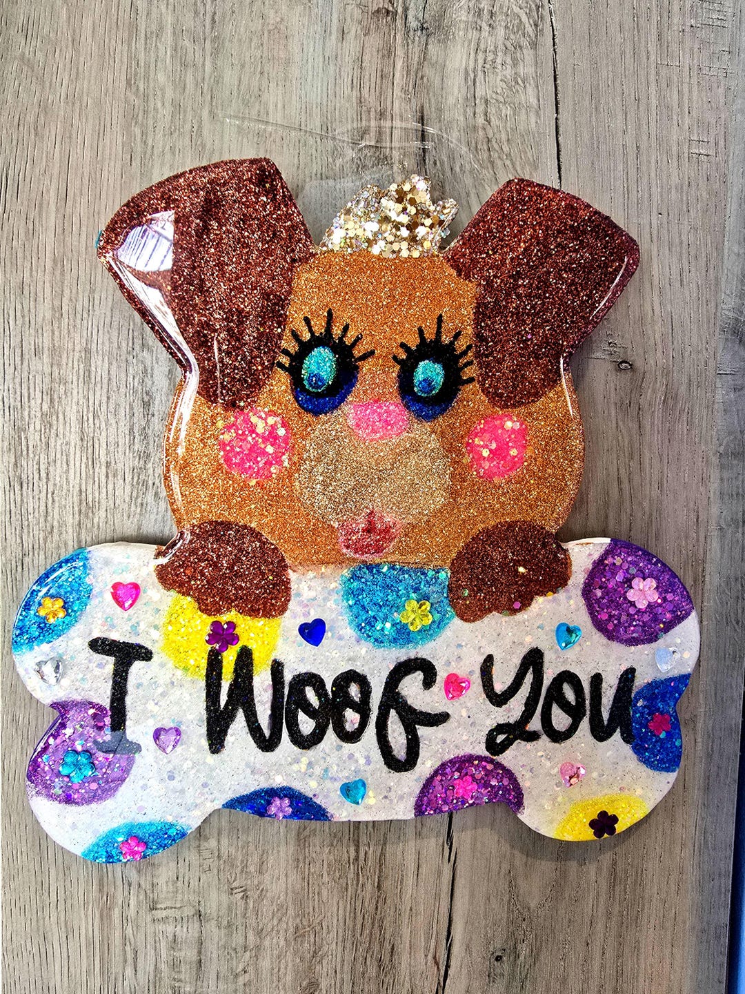 Glitter Dog Wall Art, I Woof You, Epoxy Resin Finish - Etsy