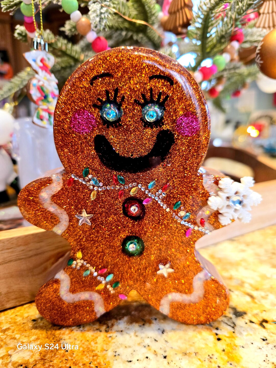 Sparkly Glitter Gingerbread Shelf Sitter, Rhinestone Christmas Decor - Etsy