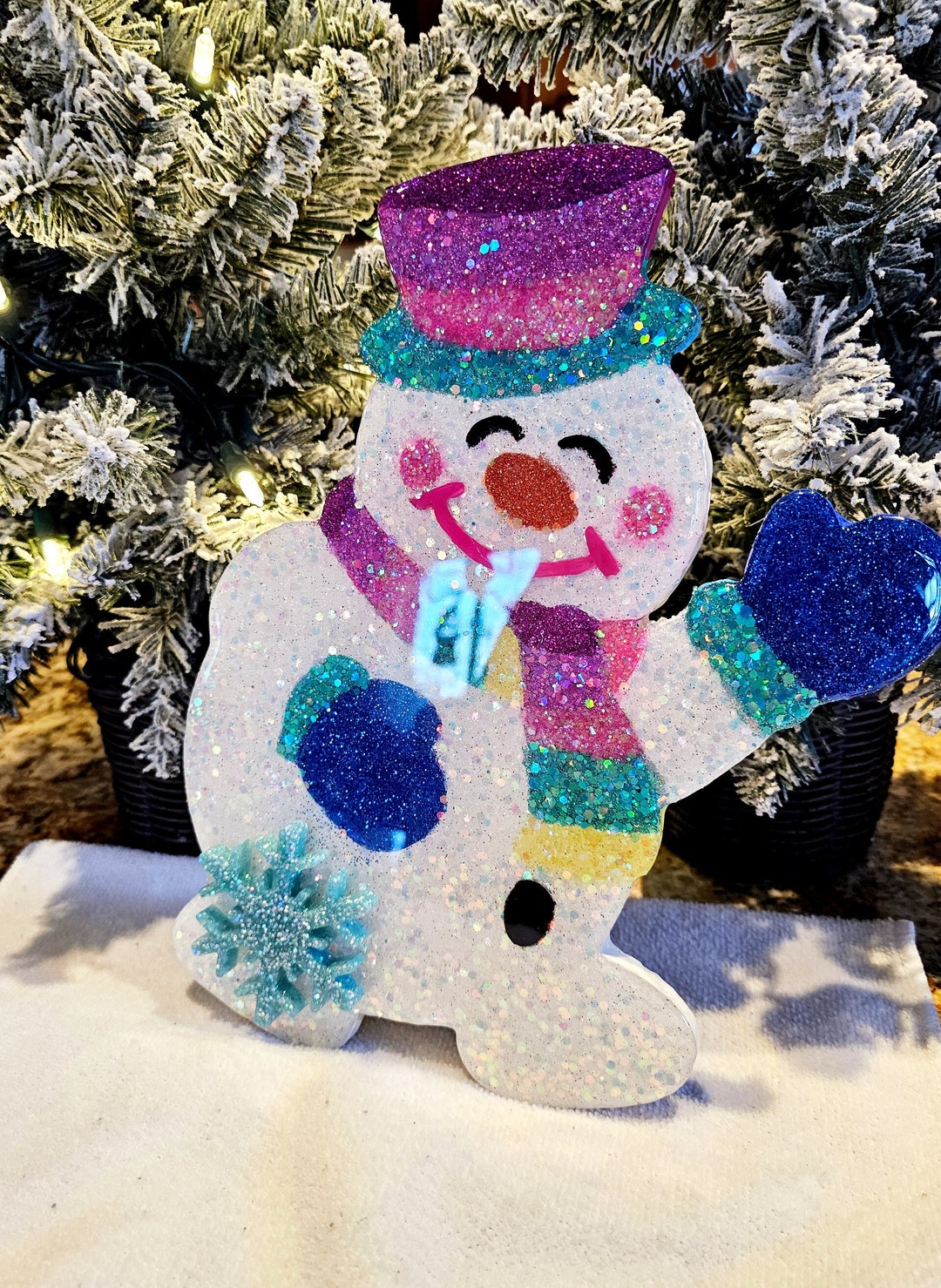 Glittery Snowman Wall Decor With Epoxy Resin Finish, Snowman Gifts ...