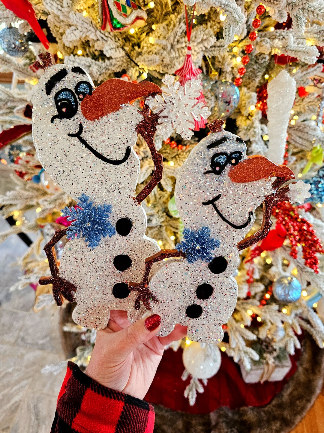 Glittery Olaf Wall Art With Epoxy Resin Finish and Snowflakes and ...
