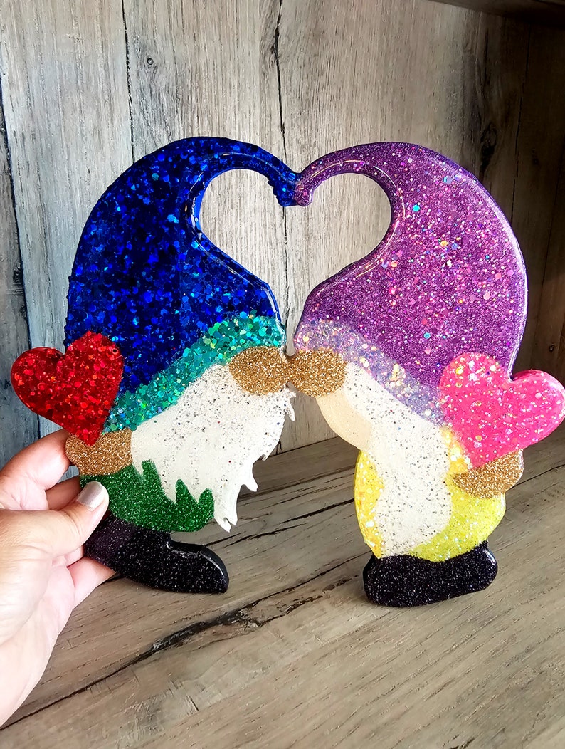 Kissing Knomes Glittery Wall Art With Epoxy Resin Finishing, Knome ...