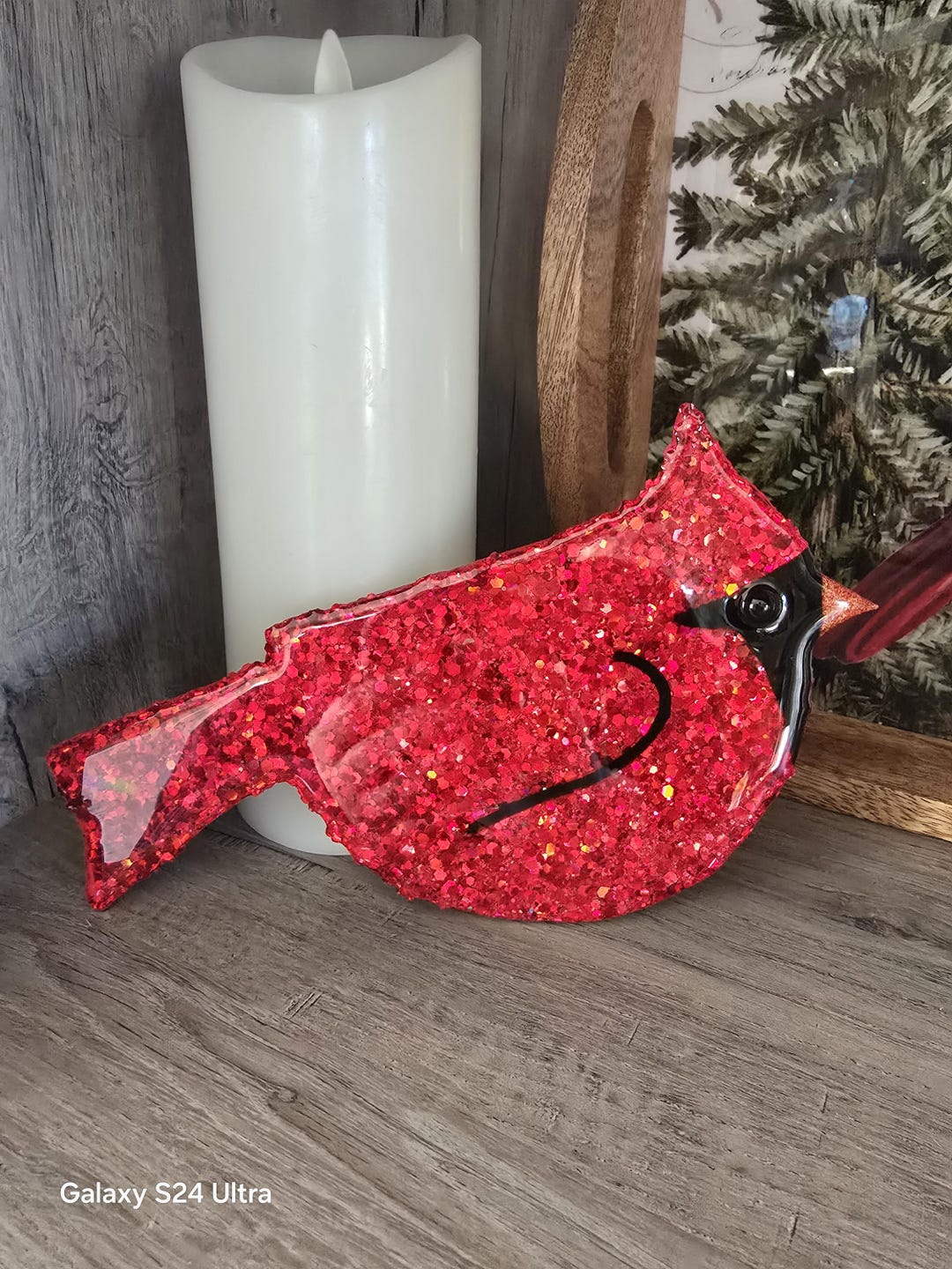 Sparkly Ruby Red Cardinal Wall Art, Epoxy Resin Finish - Etsy