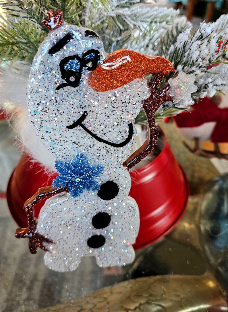 Glittery Olaf Wall Art With Epoxy Resin Finish and Snowflakes and ...