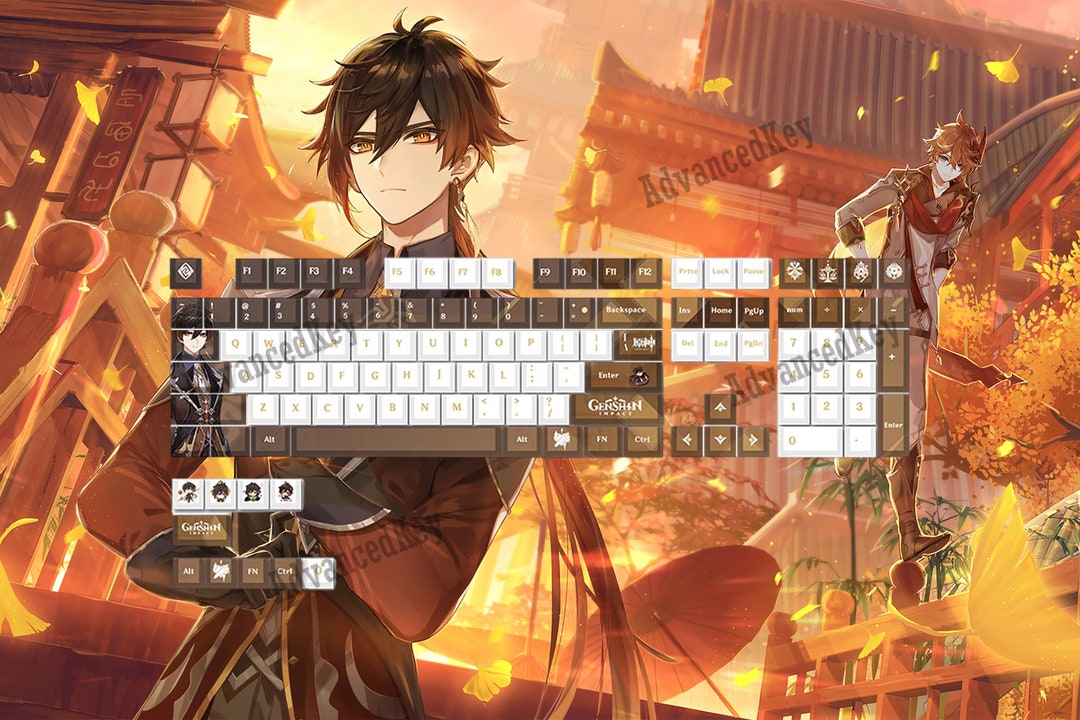 Genshin Impact Zhongli Keycap Set 108 PBT Dye Sublimation Key Caps for ...