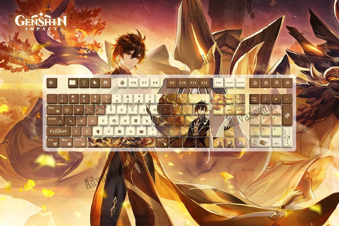 Genshin Impact Zhongli Keycap Set 108 PBT Dye Sublimation Key Caps for ...