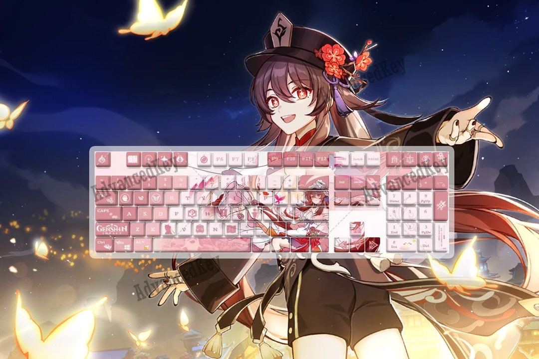 Genshin Impact Hutao Keycap Set 108 PBT Dye Sublimation Key Caps for ...