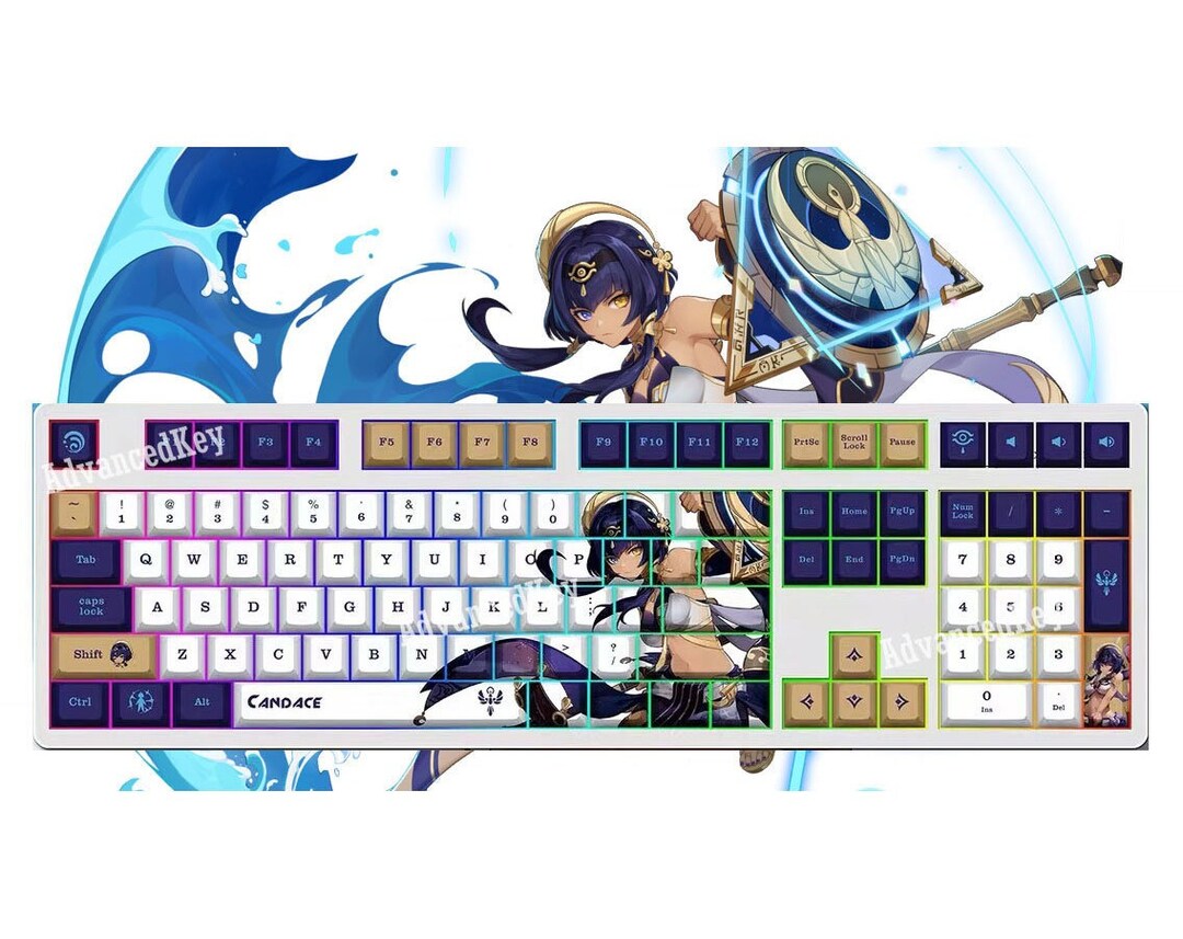 Genshin Impact Candace Keycap Set 132 PBT Dye Sublimation Key Caps for Mechanical Keyboard ...