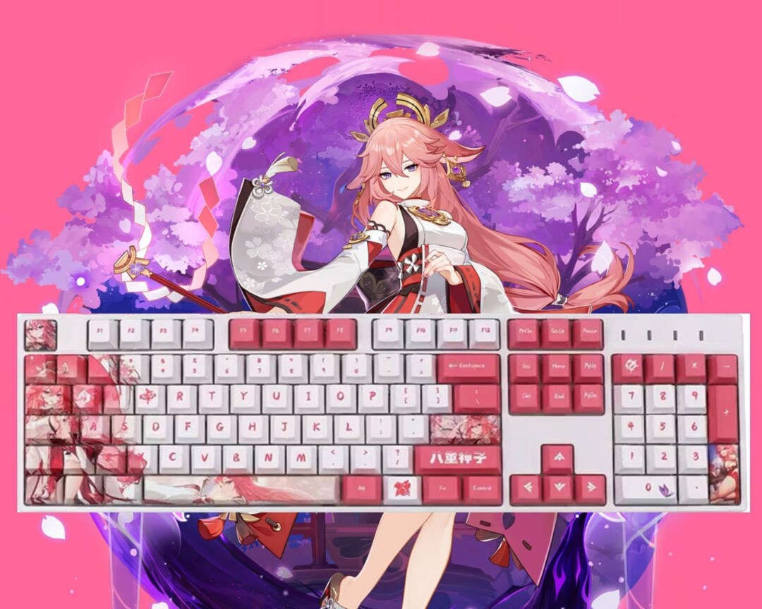 Genshin Impact Yae Miko Keycap Set 132 PBT Dye Sublimation Key Caps for ...