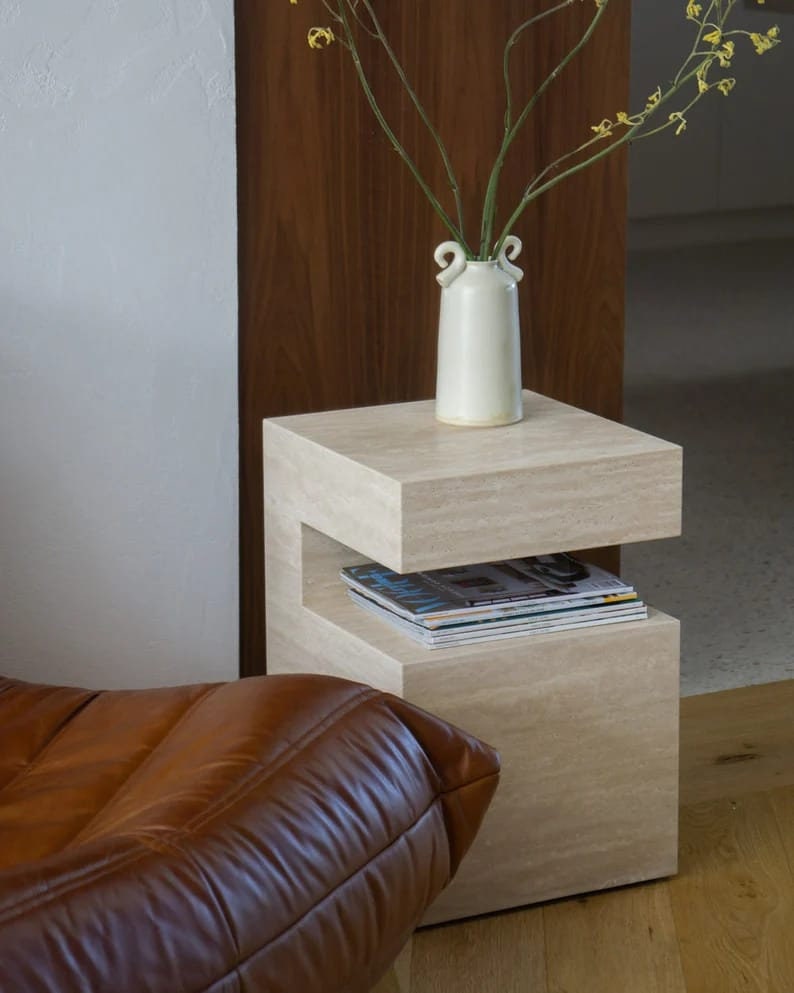 Travertine Coffee & End Table, Travertine Bed Side Table, Corner Table ...