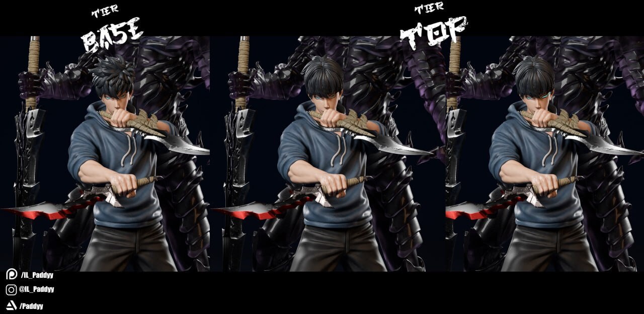 Solo Leveling Sung Jin Woo and Igris 8K 3D Figure-unpainted Model by Il ...