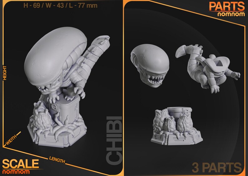 Chibi Xenomorph - Alien - 8K 3D Figure-unpainted Model by NOMNOM ...