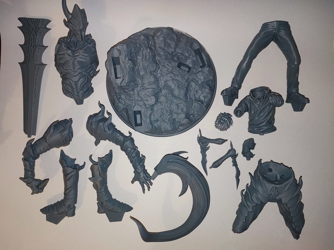 Solo Leveling Sung Jin Woo and Igris 8K 3D Figure-unpainted Model by Il ...