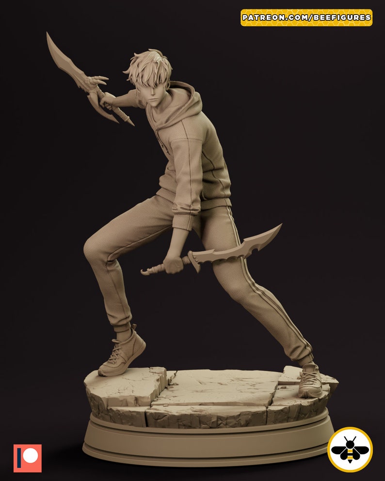 Solo Leveling Sung Jin Woo 8K 3D Figure Unpainted Model by Bee Figures ...