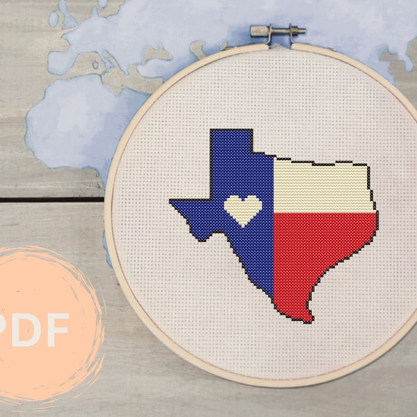 Texas Cross Stitch Art - Etsy