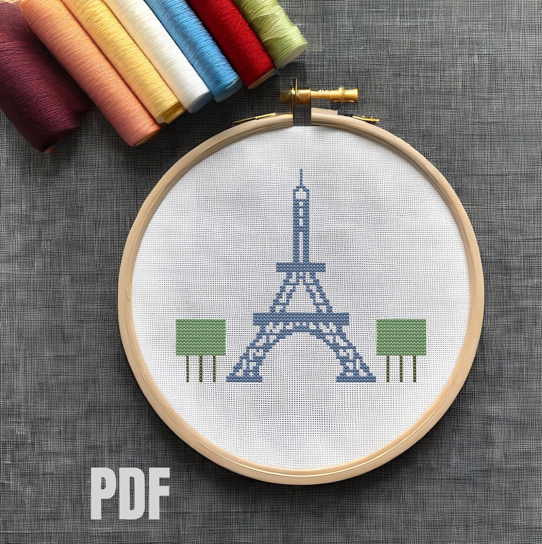 Cross Stitch Eiffel Tower, Paris Cross Stitch, Printable PDF Pattern ...