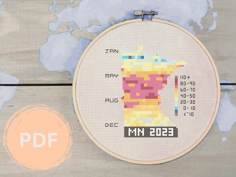 Minnesota Temperature Tracker Cross Stitch Pattern 2023 Edition - Etsy