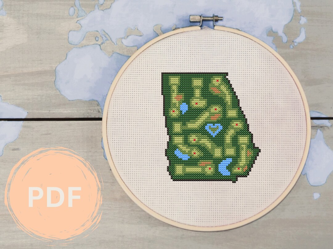 Georgia Cross Stitch Pattern, Golf Cross Stitch, Counted Cross Stitch ...