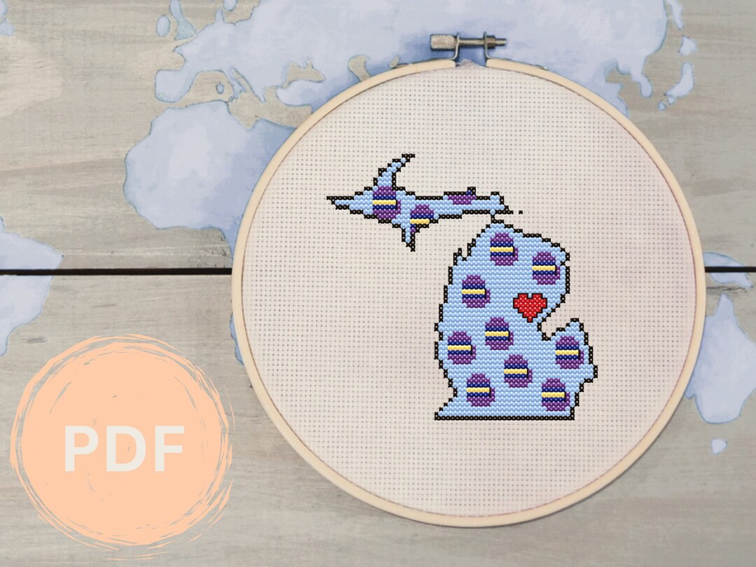 Michigan Cross Stitch Pattern, Instant PDF Download, Counted Cross ...