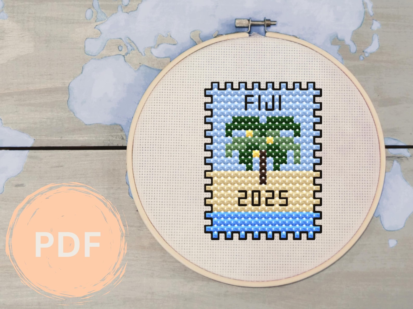 Fiji Cross-stitch Pattern, Counted Cross-stitch Fiji, 40x40 Digital PDF ...