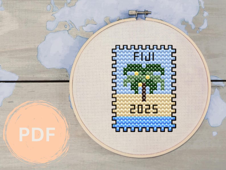 Fiji Cross-stitch Pattern, Counted Cross-stitch Fiji, 40x40 Digital PDF ...