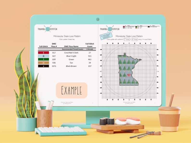 Downloadable PDF Cross-stitch Pattern of Minnesota Using 14-count ...