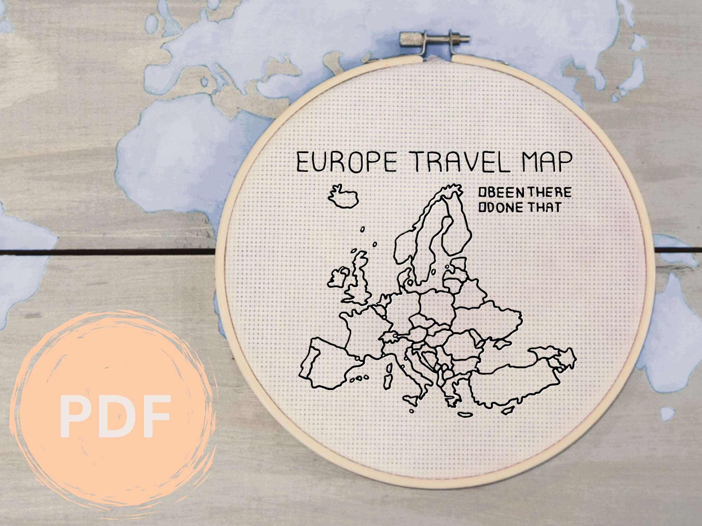 Europe Travel Embroidery Outline PDF | DIY Travel Tracker ...