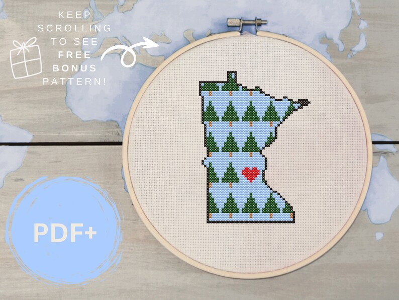 Downloadable PDF Cross-stitch Pattern of Minnesota Using 14-count ...