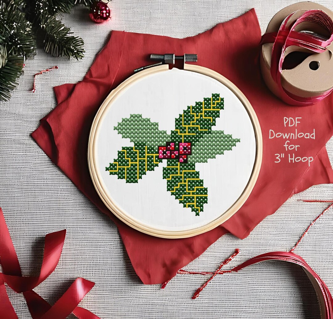 Mistletoe Cross Stitch Pattern, Counted Cross Stitch Pattern Mistletoe ...