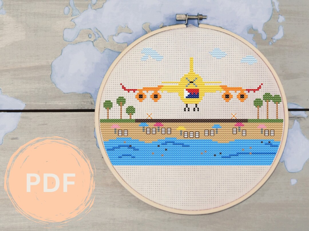 Airplane Cross-stitch Pattern - Cross Stitch Art for 14-count Fabric ...