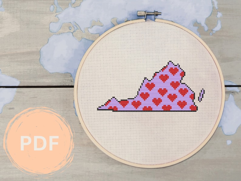 Virginia Cross Stitch Pattern, Instant PDF Download, Counted Cross ...