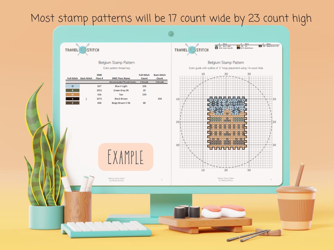 Postage Stamp Cross Stitch Pattern Package, Postage Stamp Cross-stitch ...