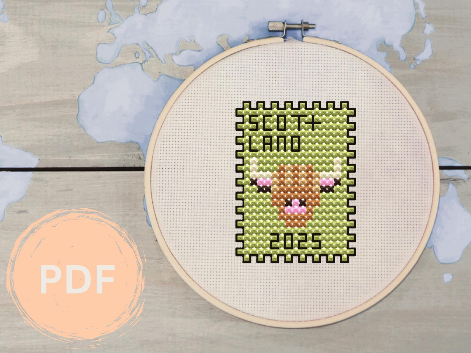 Scotland Cross-stitch Pattern, Counted Cross-stitch Cow, Highlands ...