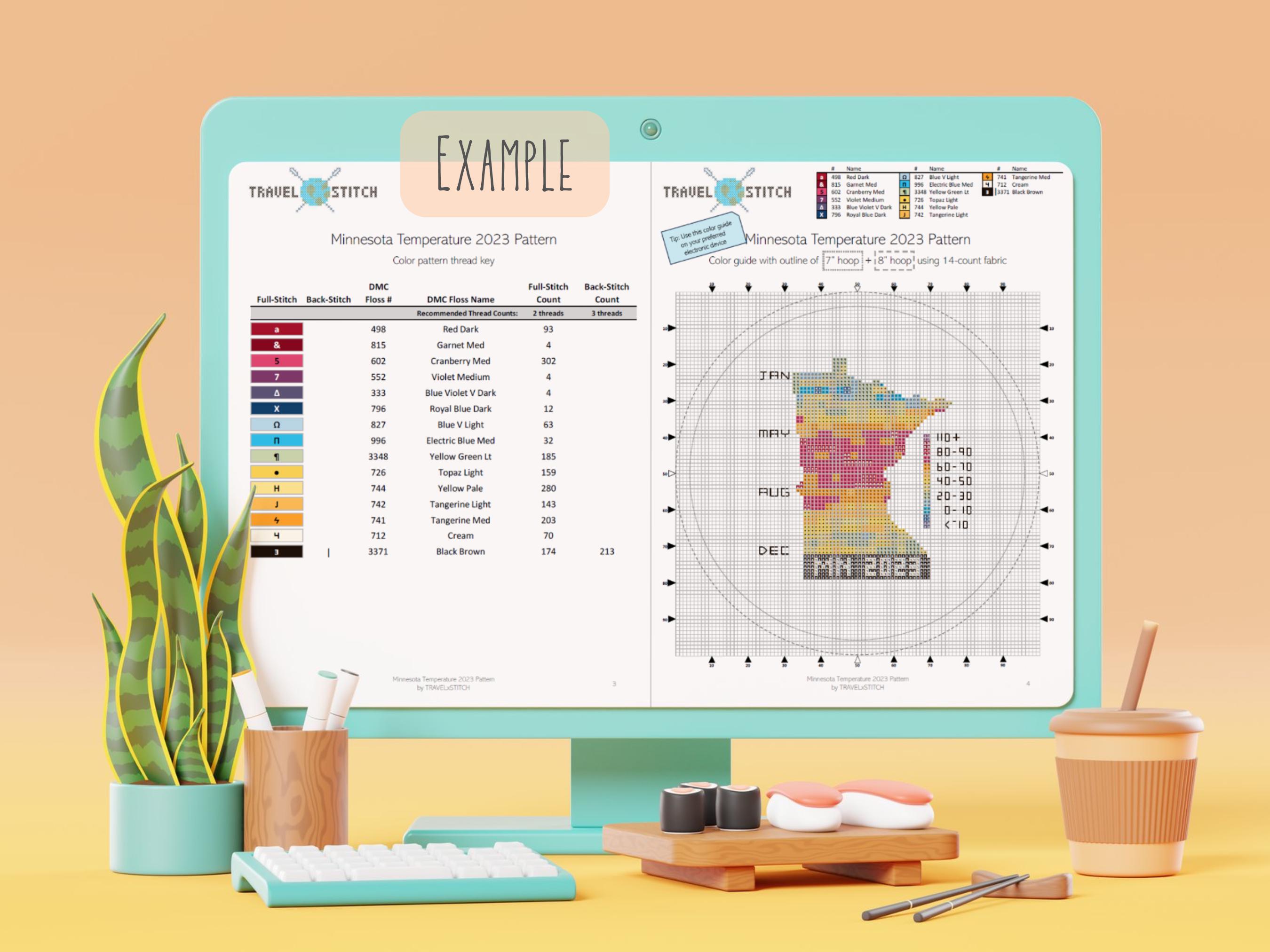 Minnesota Temperature Tracker Cross Stitch Pattern 2023 Edition - Etsy