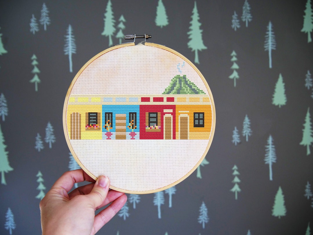 Antigua, Guatemala Streetscape: Volcano View Cross-stitch Pattern Using ...