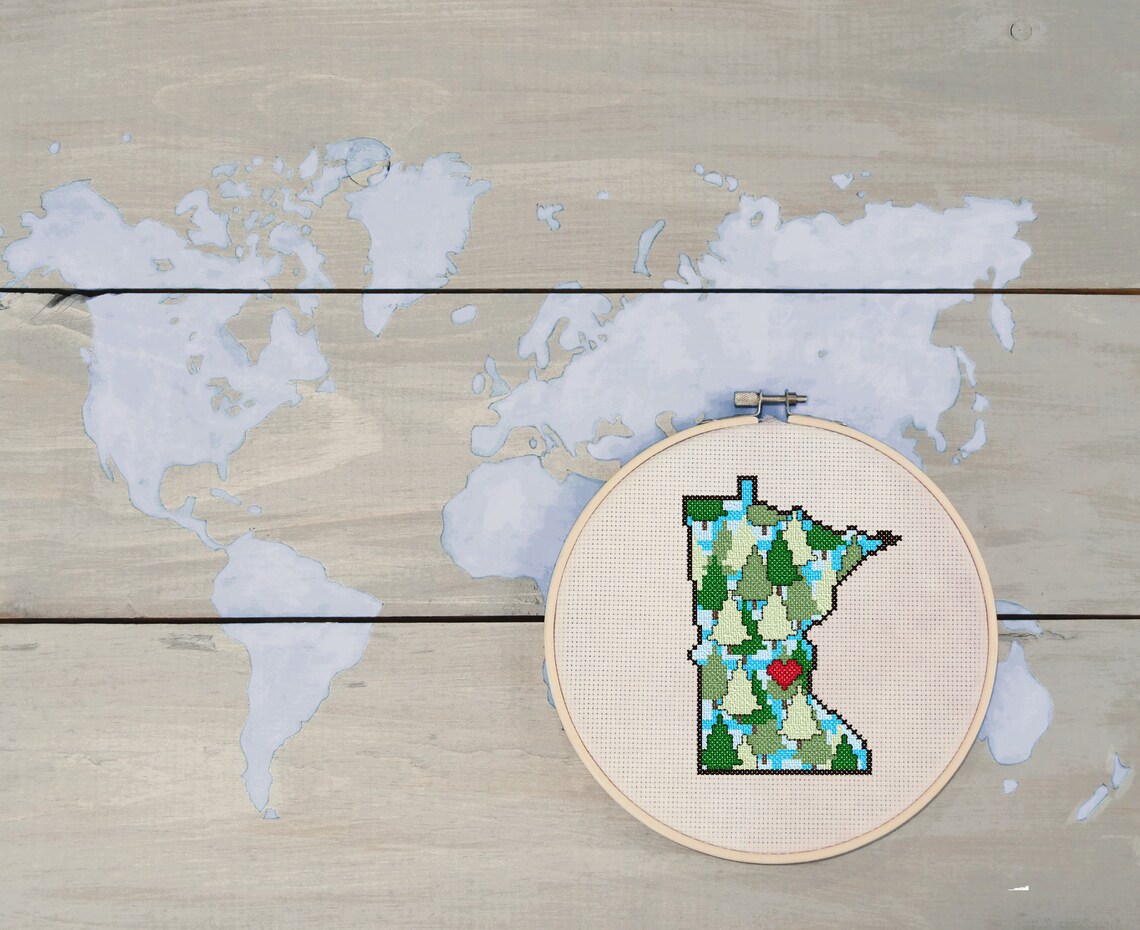 Downloadable PDF Cross-stitch Pattern of Minnesota Using - Etsy