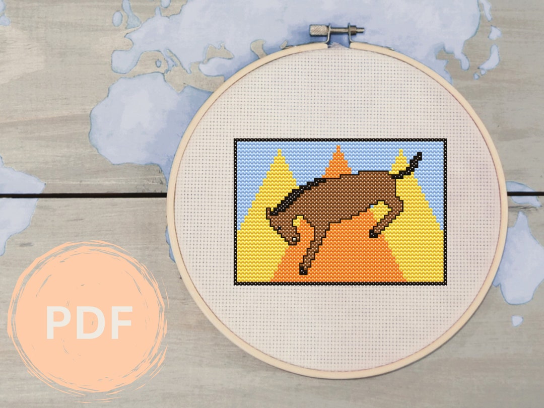 Wyoming Wild West Spirit: Bucking Bronco State Outline Digital Cross ...