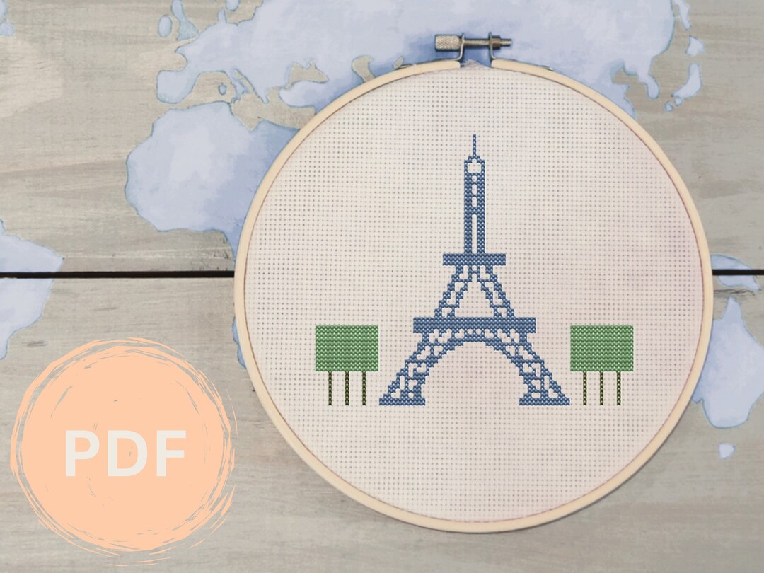 Cross Stitch Eiffel Tower, Paris Cross Stitch, Printable PDF Pattern ...