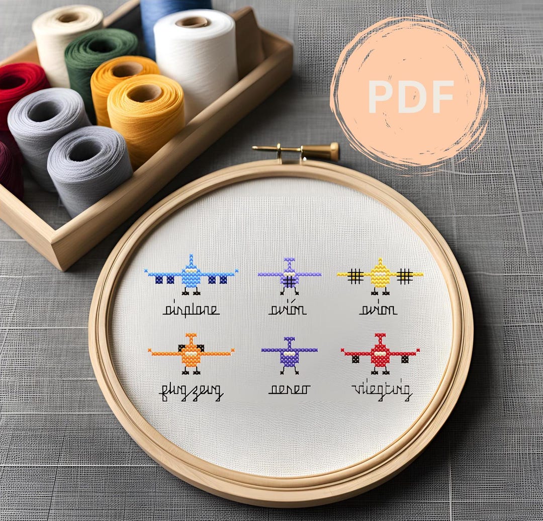 Airplane Word Cross Stitch Pattern, Counted Cross Stitch Chart ...