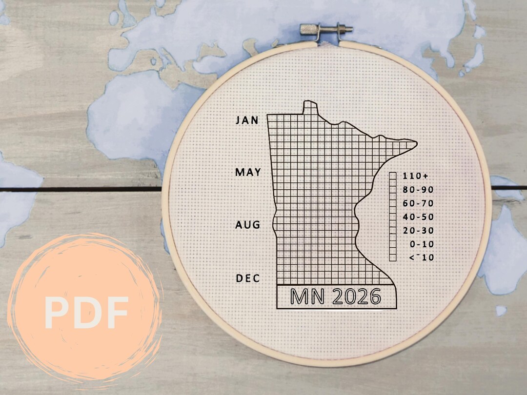 Minnesota Embroidery Pattern, Temperature Pattern, Daily Embroidery ...