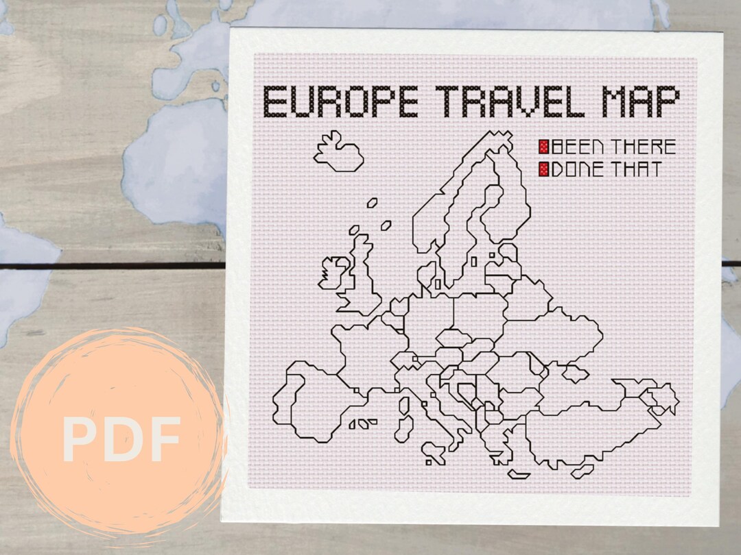 Europe Travel Map Cross-stitch Pattern | Customizable Travel Tracker ...