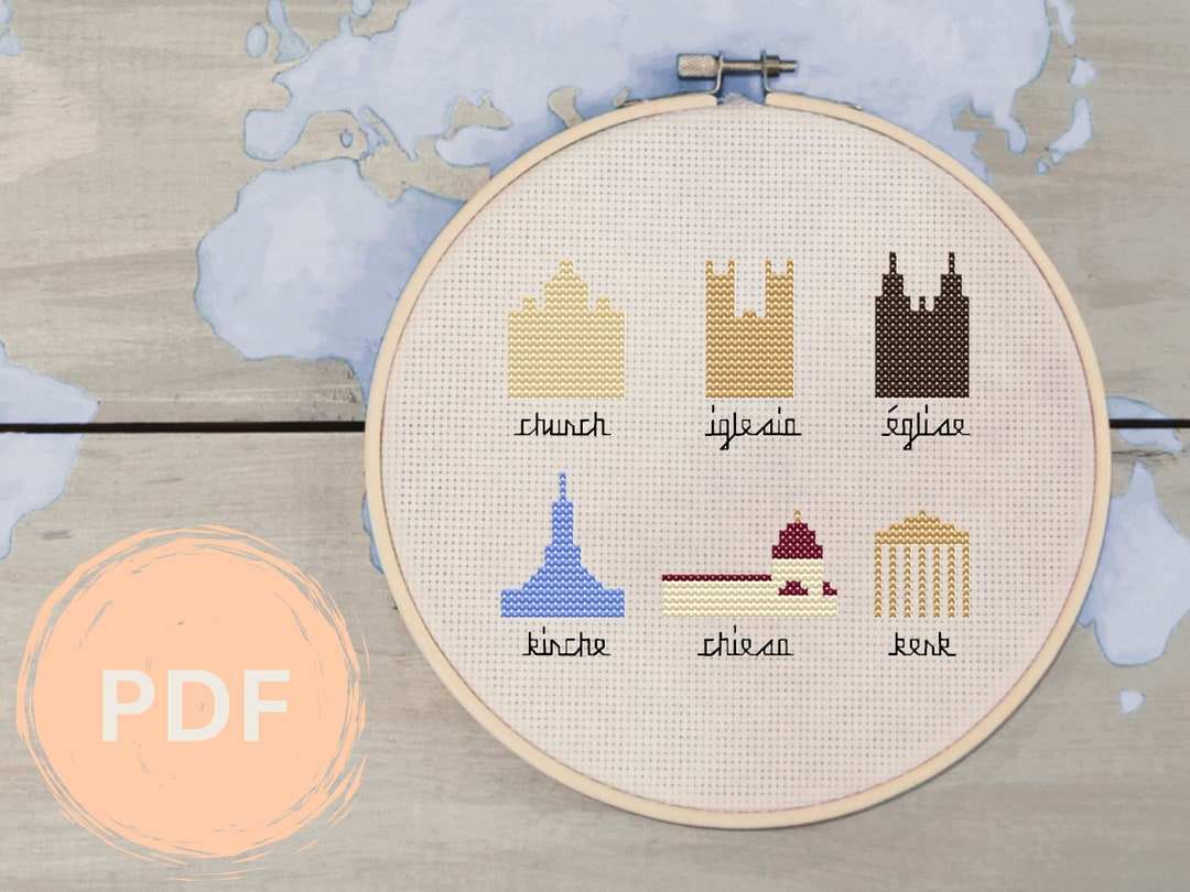 Church Cross Stitch Pattern, Instant Digital Download, Travel Cross ...