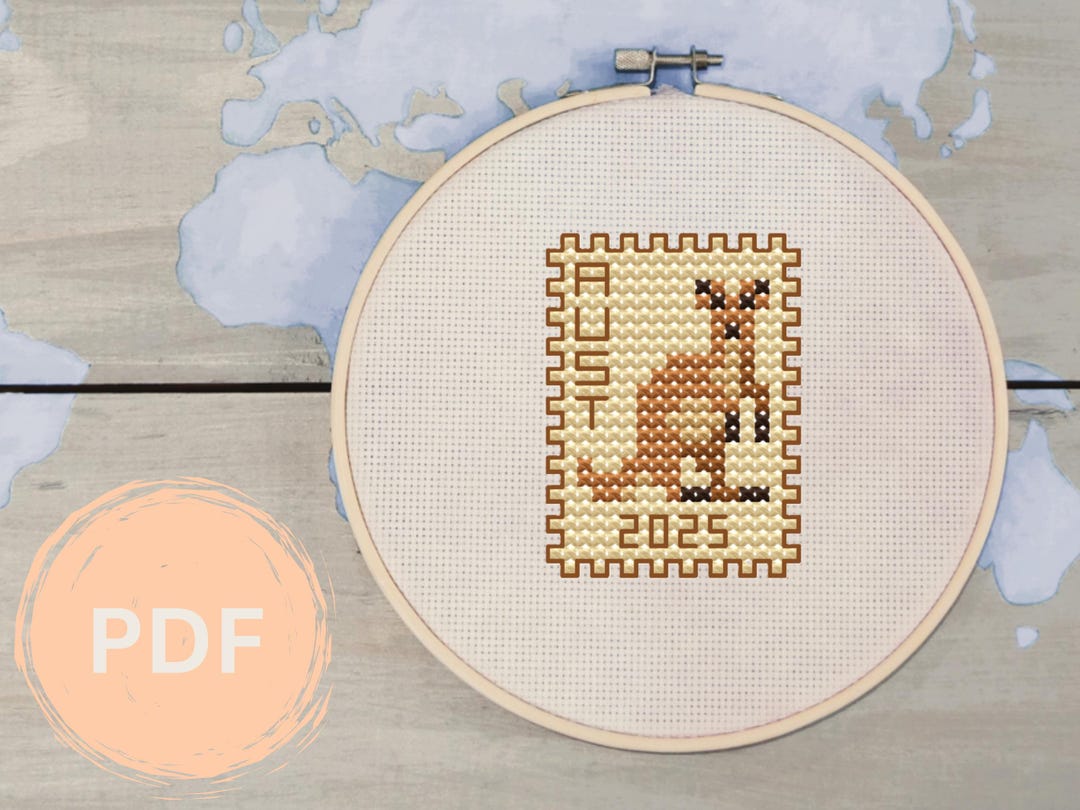 Australia Cross-stitch Pattern, Counted Cross-stitch Kangaroo, 40x40 ...
