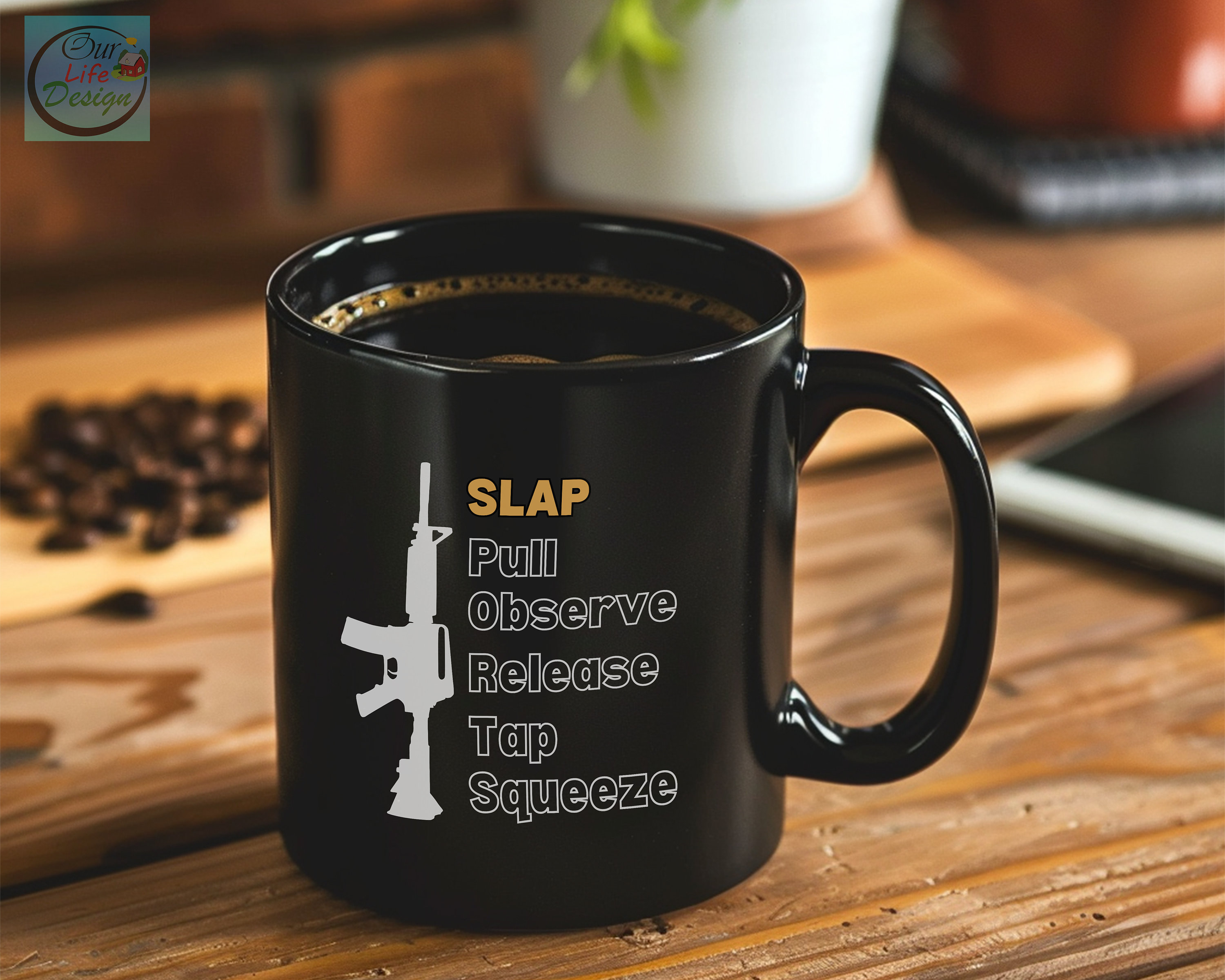 AR-15 Rifle Mug Gun Lover Mug 2nd Amendment Mug Black Ceramic Mug for ...