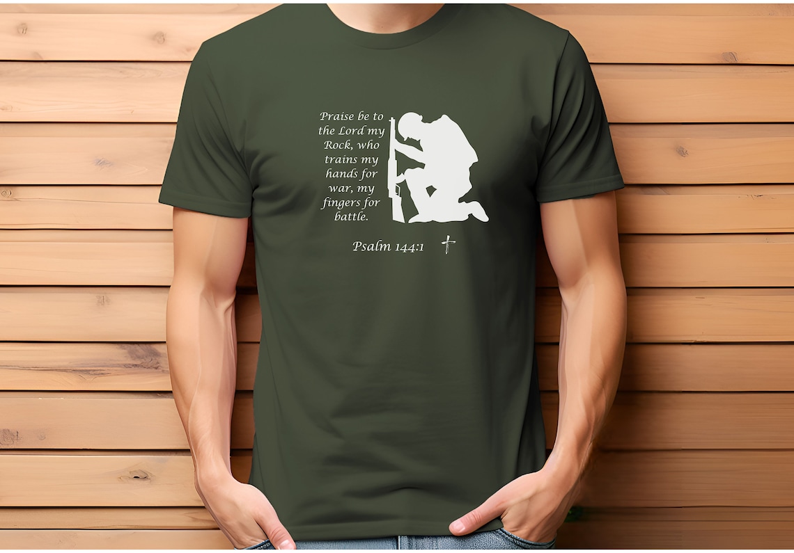 Military Faith Tee With Biblical Verse. Inspirational Soldier Shirt ...