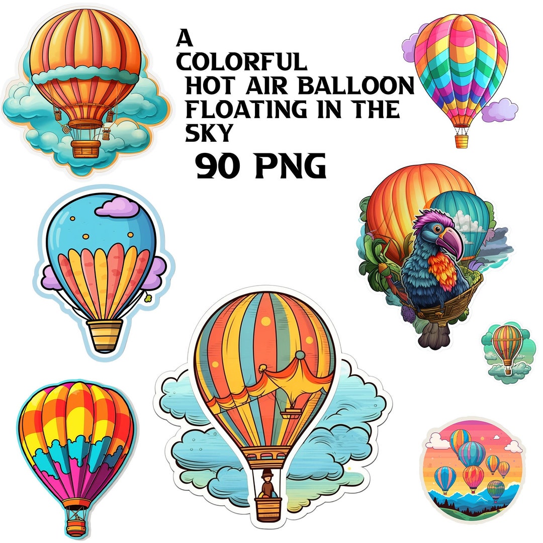 Hot Air Balloon Cliparts Sky Adventure Set Colorful and Dreamy Sky PNG ...